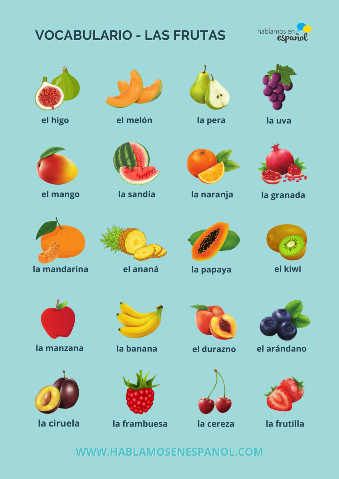 Actividades para aprender las frutas en español – Hablamos en español